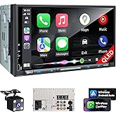 Amazon.com: SJoyBring 7" QLED Double Din Car Stereo - Wireless Apple ...