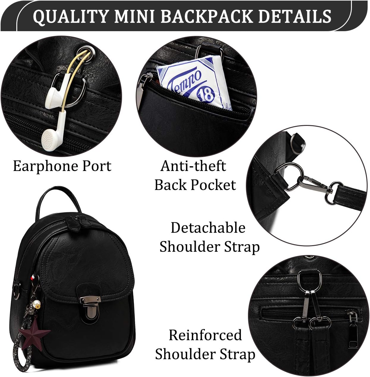 Mini Backpack for Women, Kasgo Cute 3 Ways to Carry Fashion Small ...