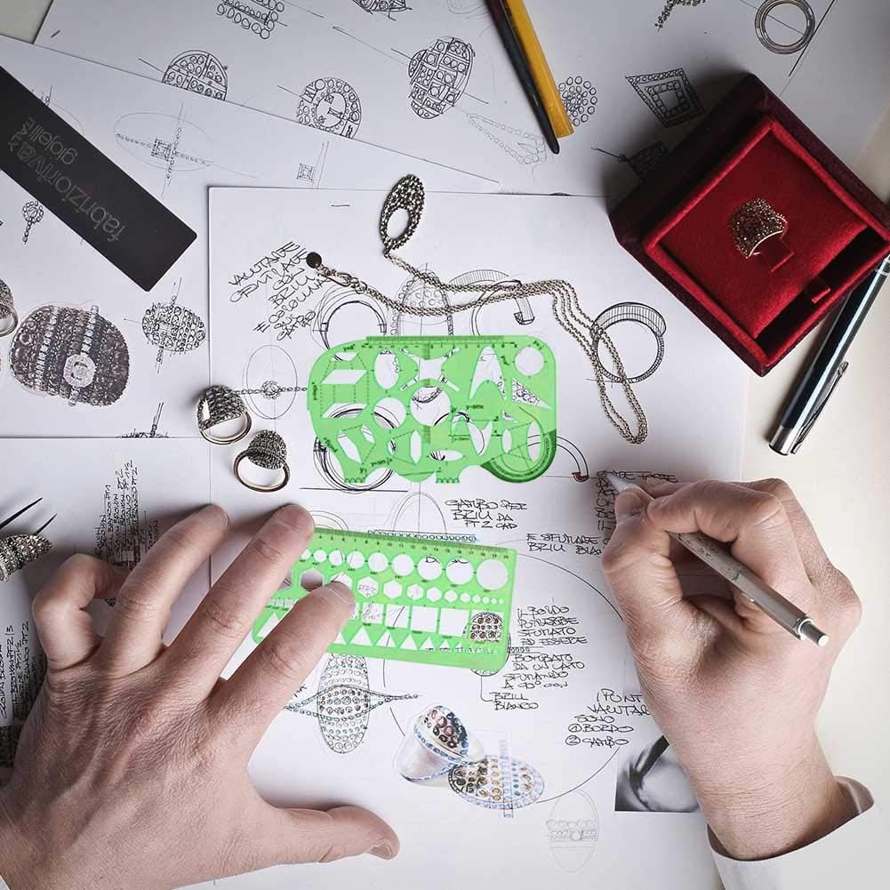 Lanzn 6 Pieces Geometric Drawings Templates Stencils Ruler Plastic ...