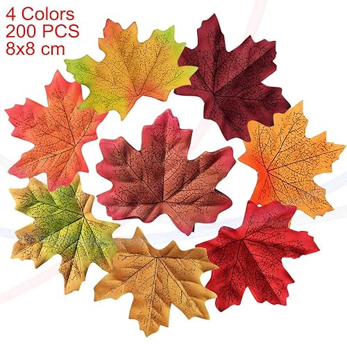 Luxbon - Approx. 150pcs Artificial Autumn Fall Maple Leaves Autumn ...