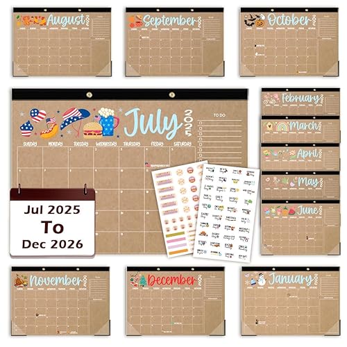 Large Doodle Teacher Desk Calendar 2025-2026 Teacher planner 18-Month ...