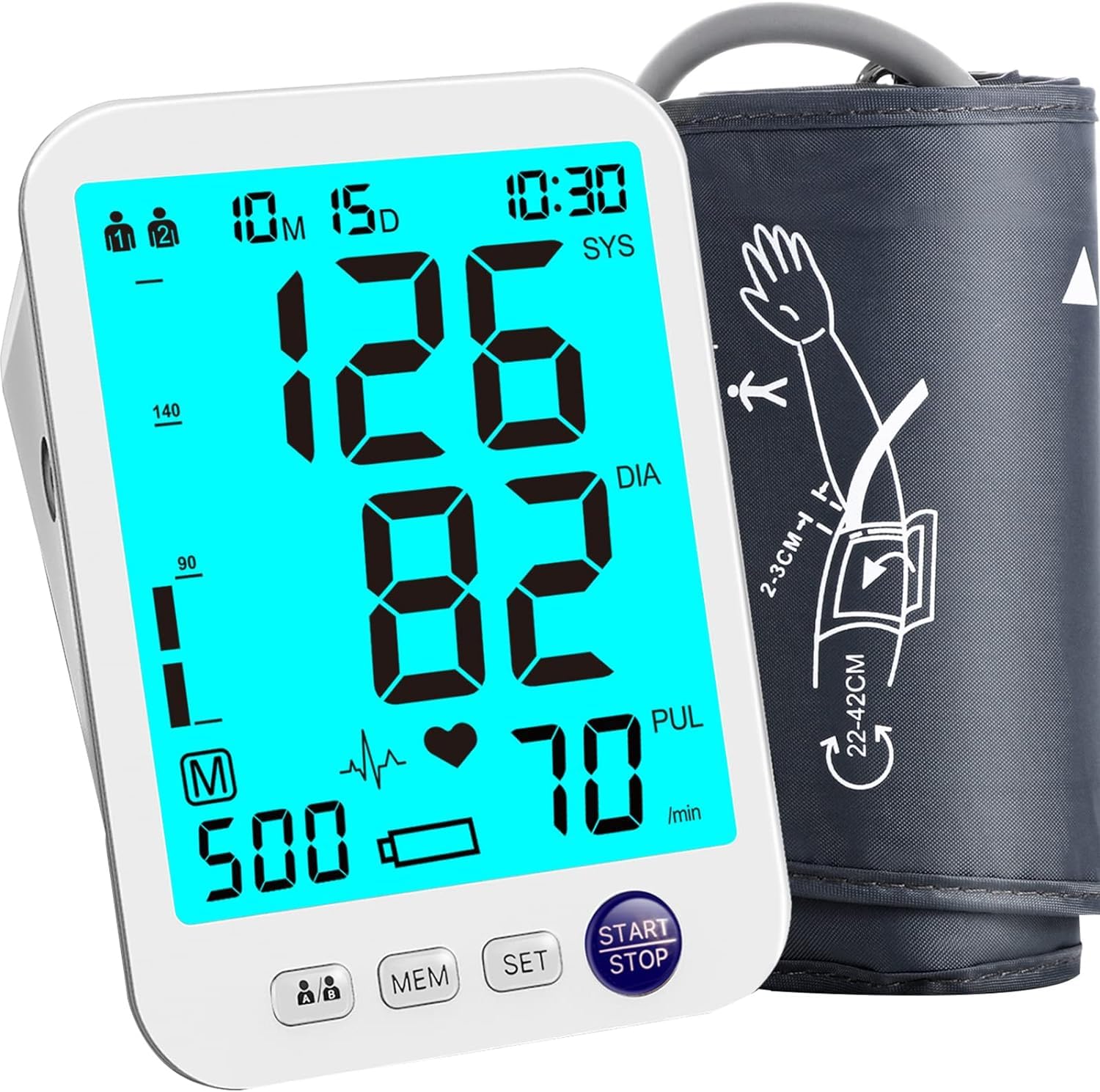Blood Pressure Monitor Upper Arm Large LED Backlit Screen 1000 Sets