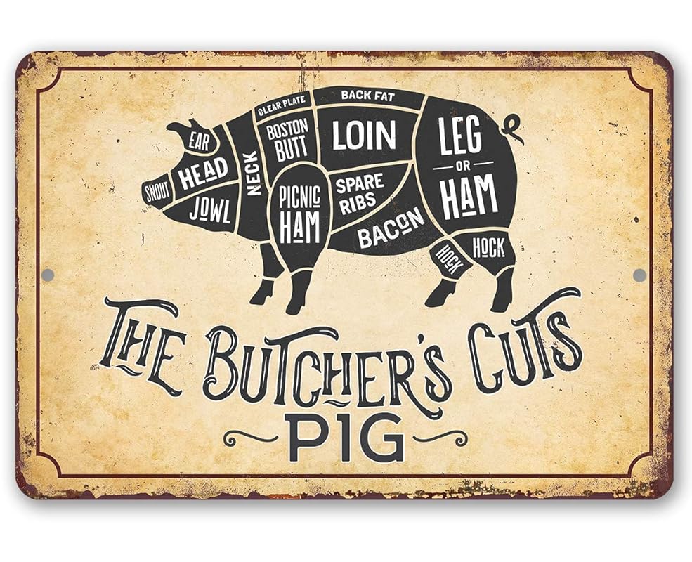 Amazon.com: Metal Sign - The Butcher's Cut PIG - Durable Metal Sign ...
