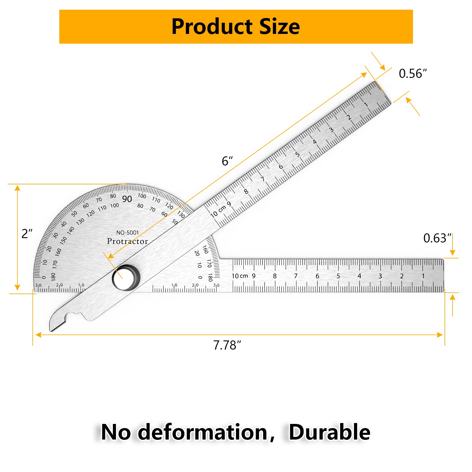 Mua ForoGore Stainless Steel Protractor 180 Degrees Two Arm Ruler ...