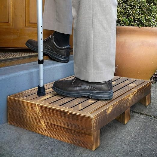 100% Solid Wood Indoor/Outdoor 3 1/2" High Riser Step - Non-Slip All ...