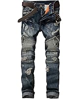 Ticila Seven Star Men Jeans Blue Designer Rock Star Vintage Patchwork ...