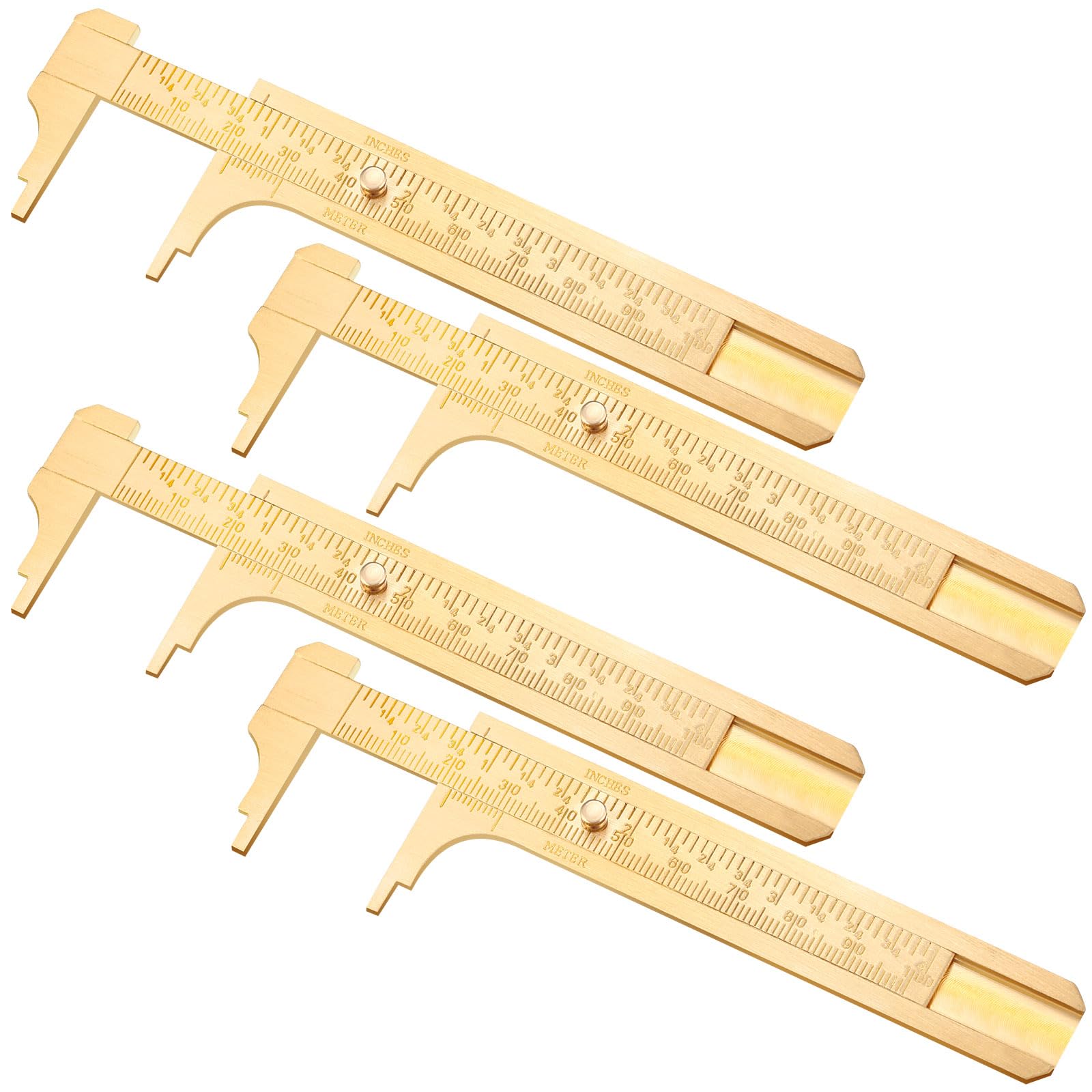 Konohan 4 Pcs Brass Vernier Caliper Pocket Handy Caliper Measuring Mini ...