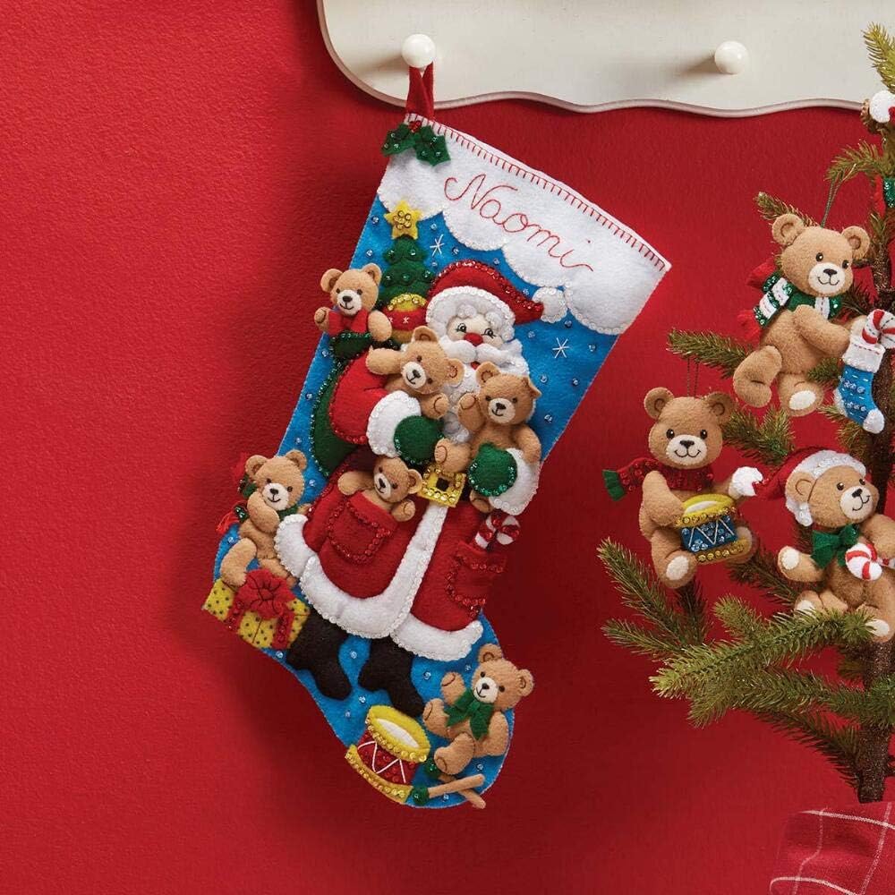 Amazon.com: Bucilla Santa & Teddy Stocking Kit