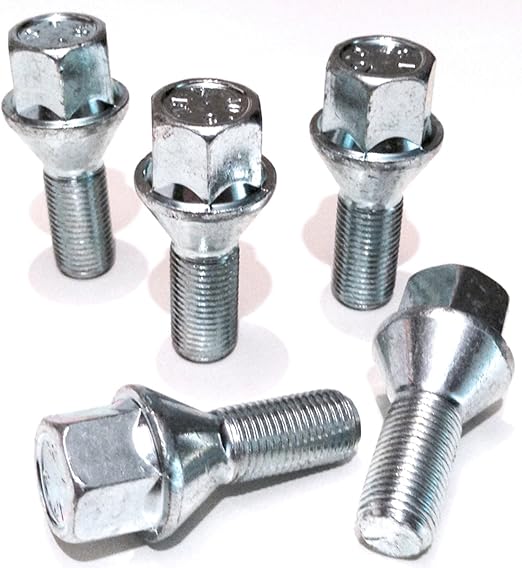 Alloy wheel bolts, Zinc plated M12x1.5 (M12 x 1.5) Taper seat, 17mm hex ...
