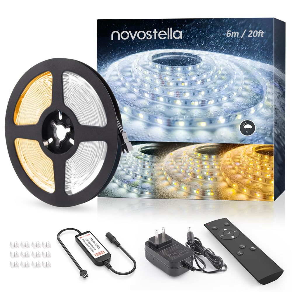 NOVOSTELLA 20ft Waterproof Tunable White LED Strip Lights, Dimmable ...