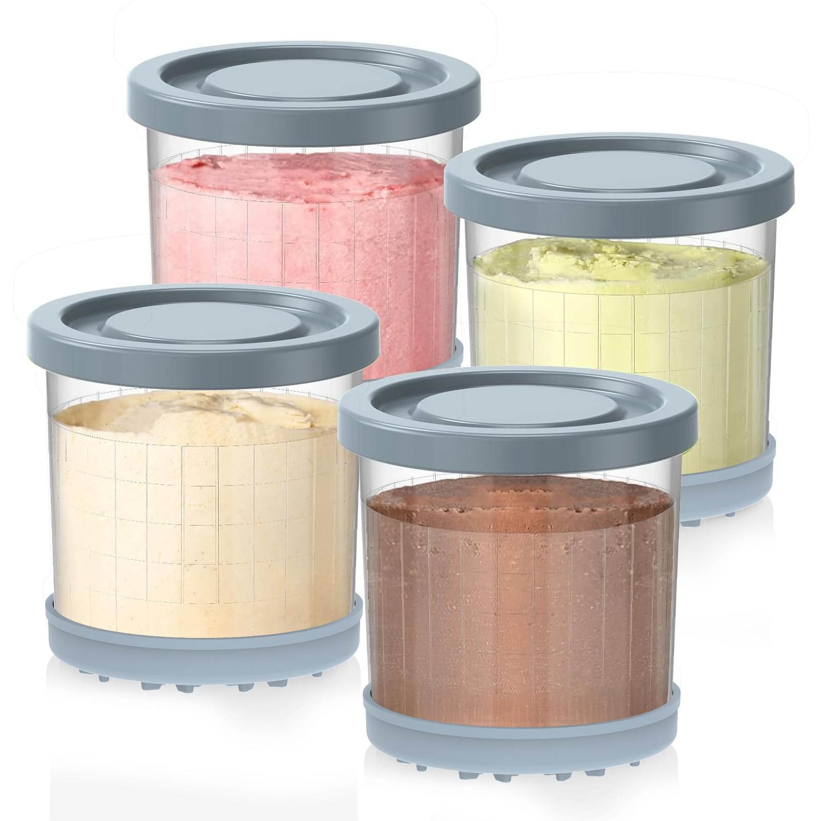 for Ninja Creami Pints and Lids-4 Pack, 16OZ Container Compatible with ...