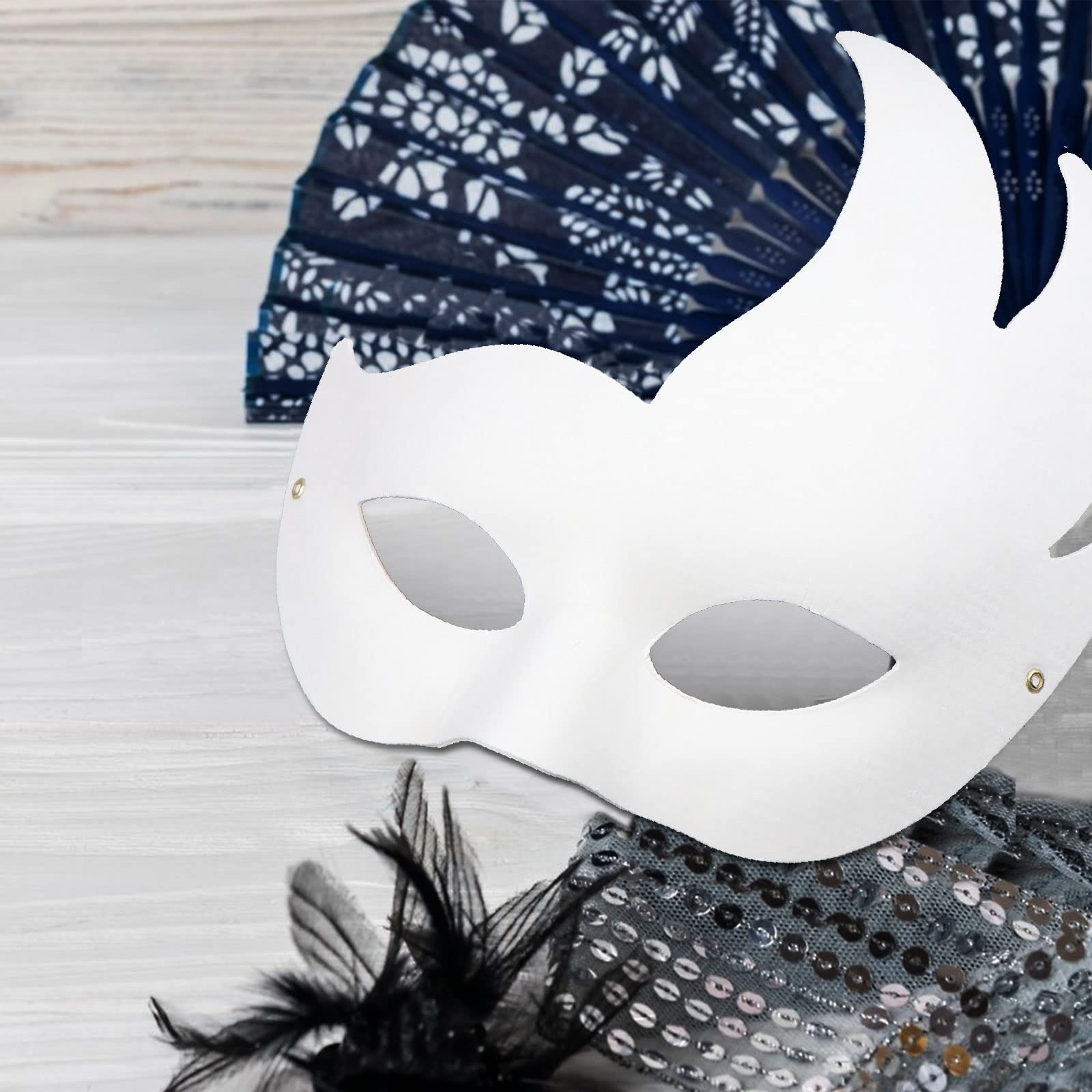 Mua Ioffersuper 40 Pack Paper Mardi Gras Mask Plain White Masquerade ...