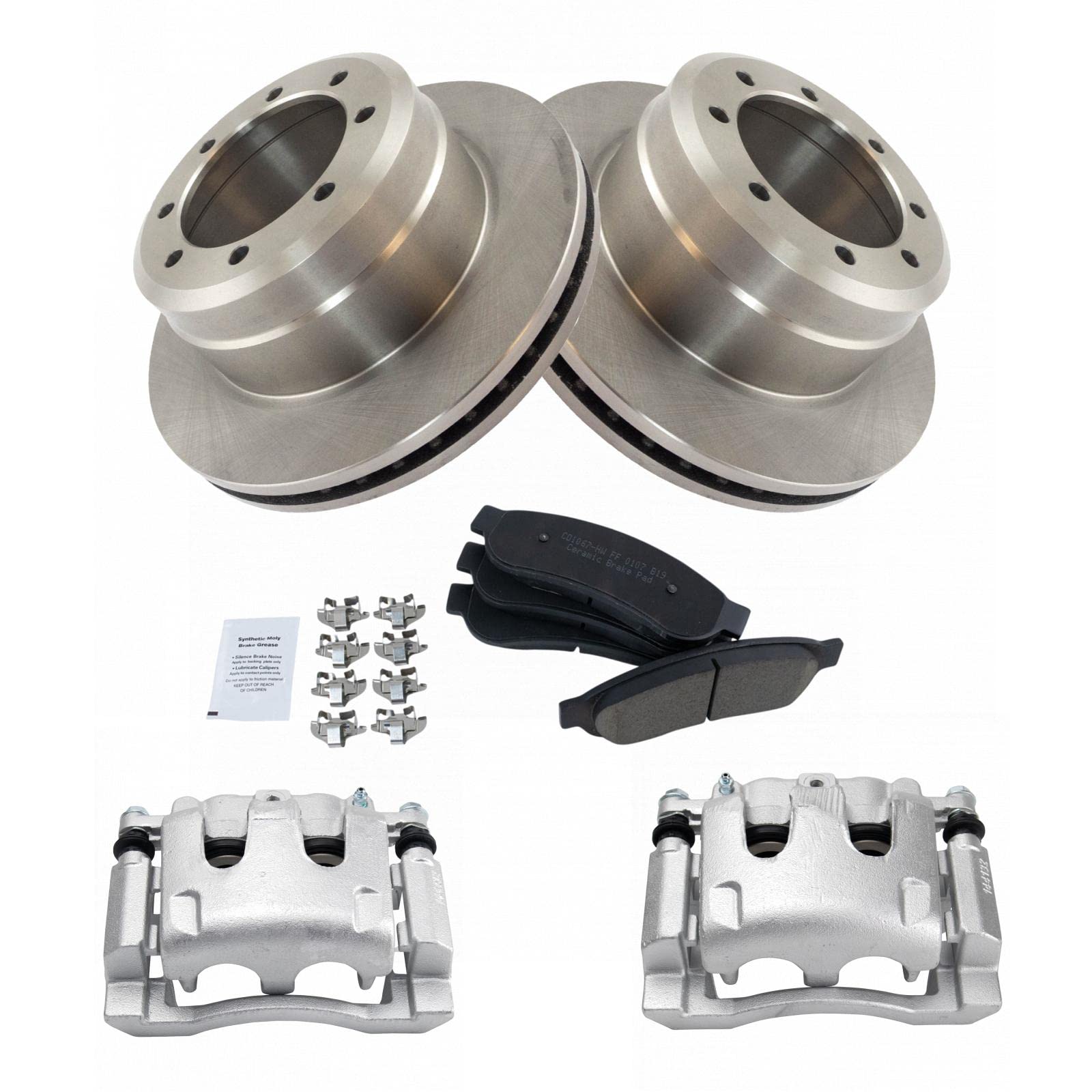 TRQ Rear Brake Pad & Rotor Kit Brake Caliper Brake Pads Brake Rotor ...