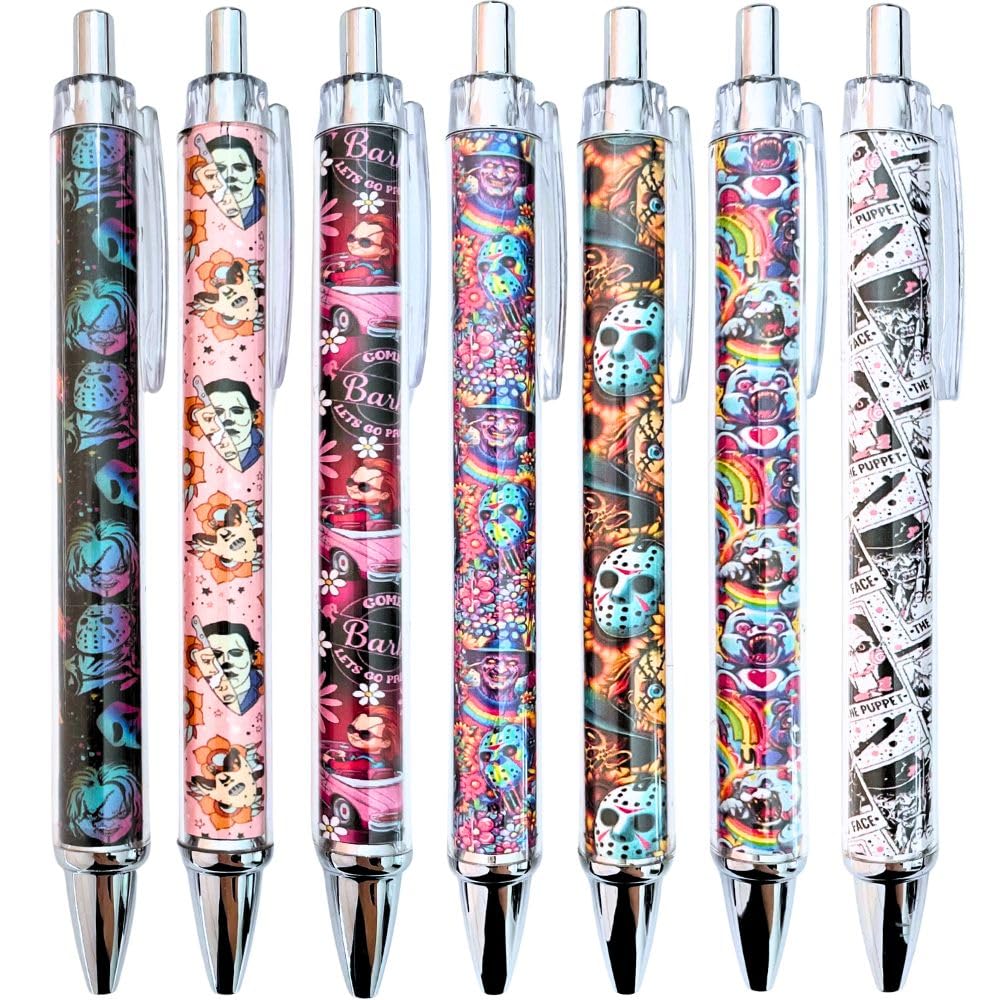 YJ PREMIUMS Horror Pens Set – 7PC Scary Mask Creepy Doll Clown Face ...