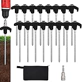 Amazon.com: 12 Pack Tent Stakes Heavy Duty - 8" Ground Anchors Screw in - Camping Stakes with ...
