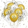 Amazon.com: 55th Birthday Balloons 15Pcs White Gold Happy 55th Birthday ...