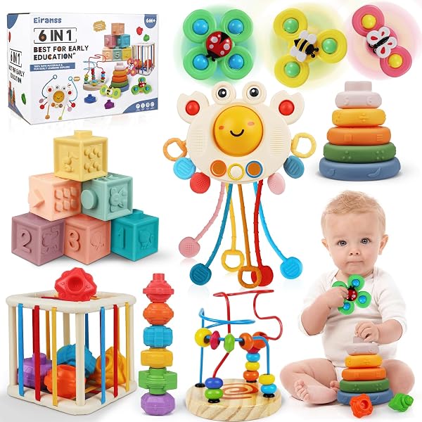 Stacking Blocks Toys 6-in-1 Montessori Baby Toys For 6-12 Months ...