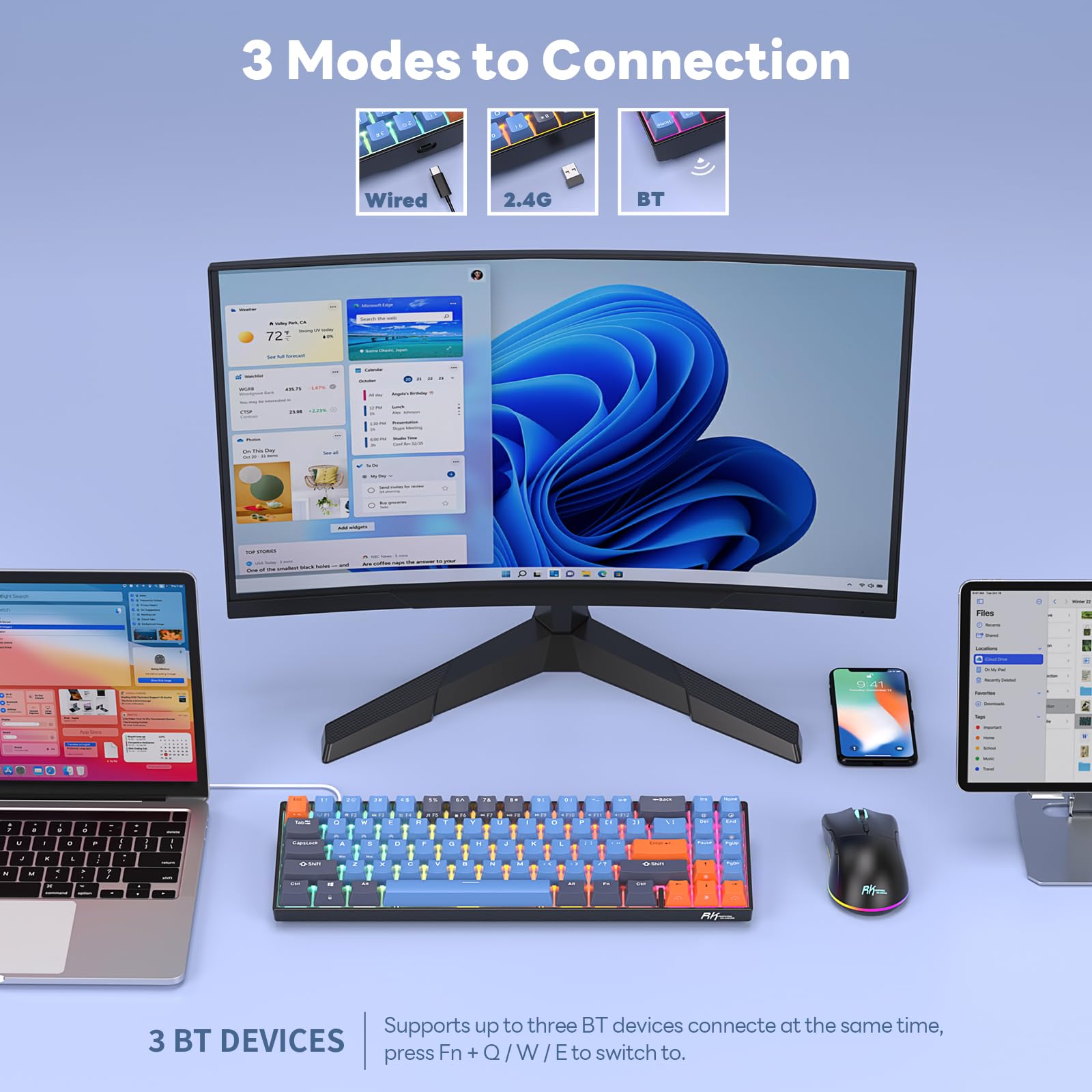 Mua 70% Mechanical Keyboard - RK71 Wireless Gaming Keyboard with Hot ...