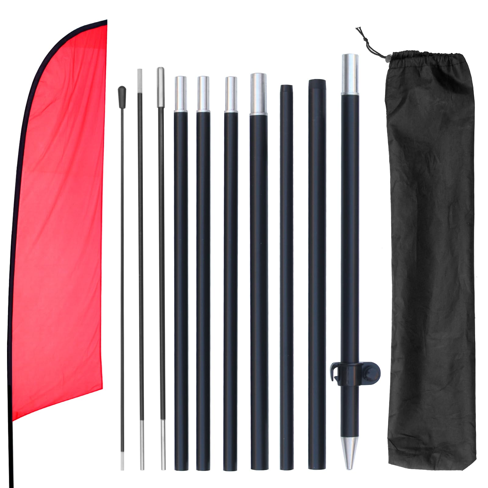 Yeload 12FT Blank Feather Flag Kit With Pole - Solid Color for ...