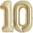Amazon.com: 10 Balloon Number, 40 Inch Champagne Gold Foil Balloons Giant Jumbo Helium Number 10 ...