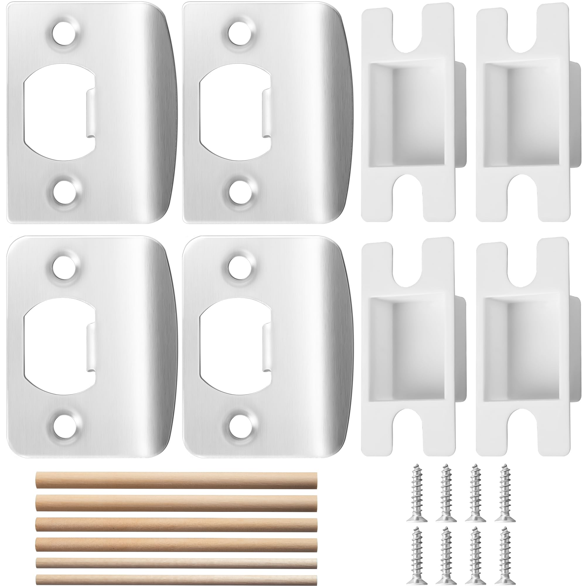 Nkiy Quen 4 Pack Door Latch Strike Plate-Stainless Steel Door Lock ...