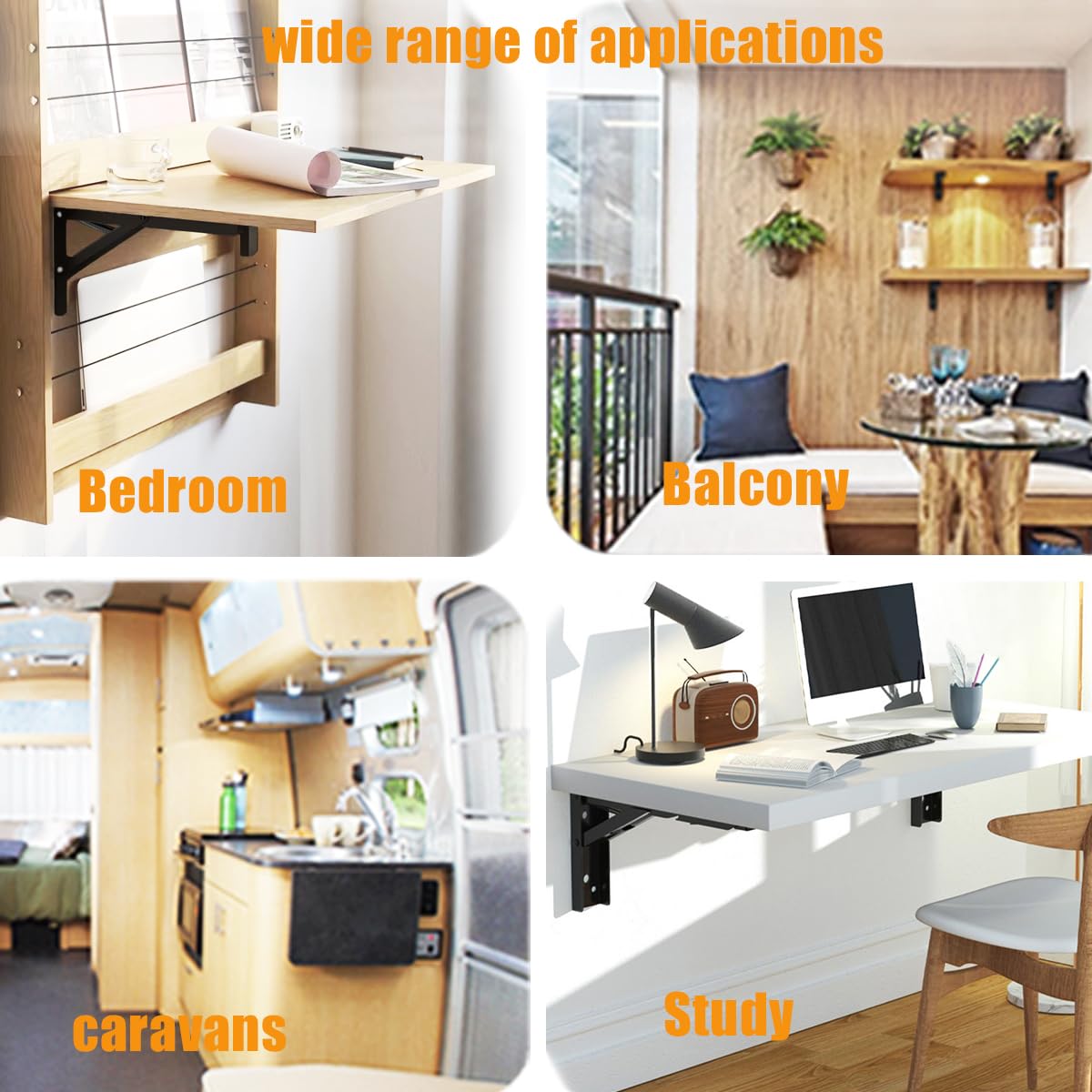 ANTEISI Fold Down Table Wall Mounted Hinges,4 Pcs Folding Shelf ...