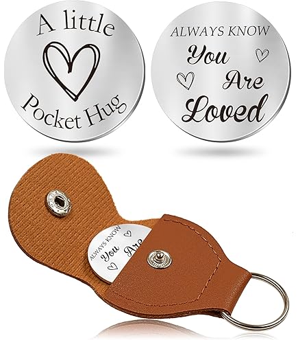 Daughter Keychain From Mom Pocket Hug Token & Leather Keychain Gift Set ...
