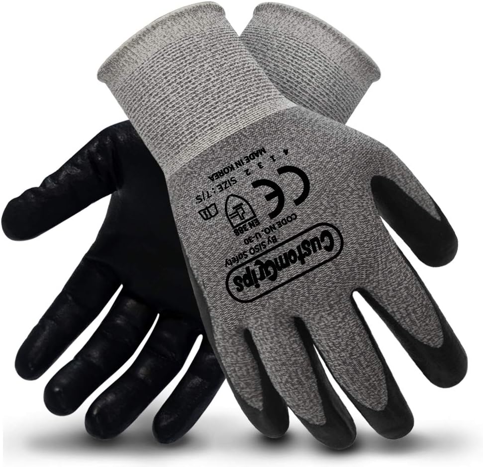 CustomGrips Cut Resistant Work Gloves. Span-Nylon Liner, Level 4 ...