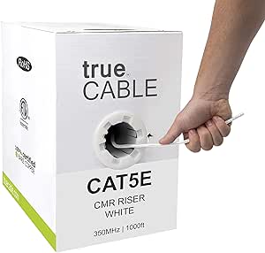 Amazon.com: trueCABLE Cat5e Riser (CMR), 1000ft, White, 24AWG 4 Pair ...
