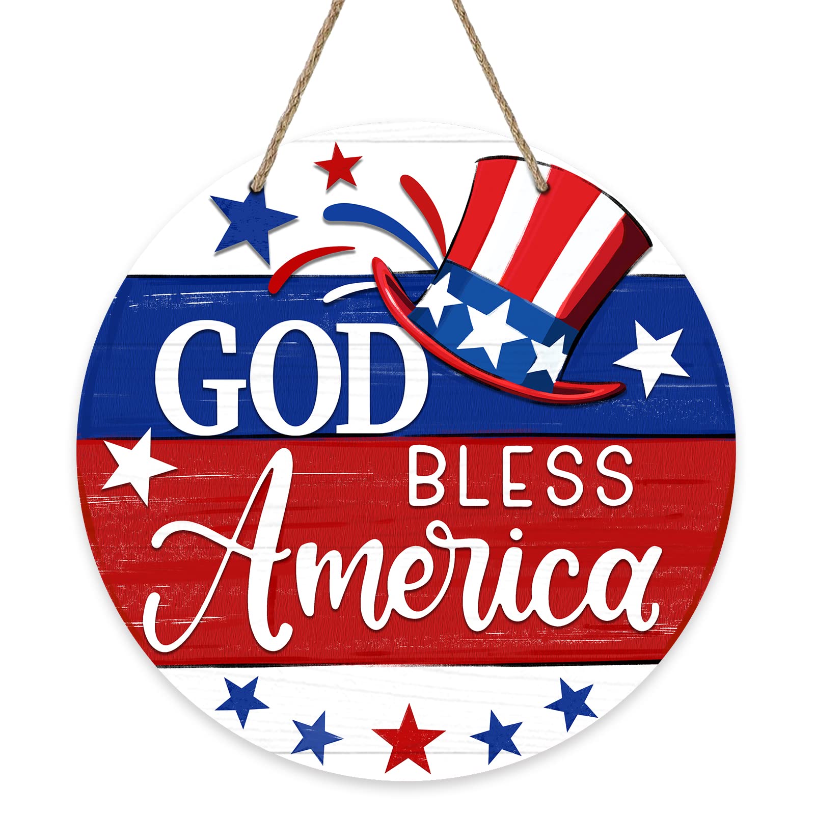 Deroro 4th of July God Bless America Patriotic Sign for Front Door ...