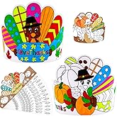 Amazon.com: Whaline 24 Pack Thanksgiving Coloring Crowns with Elastic ...