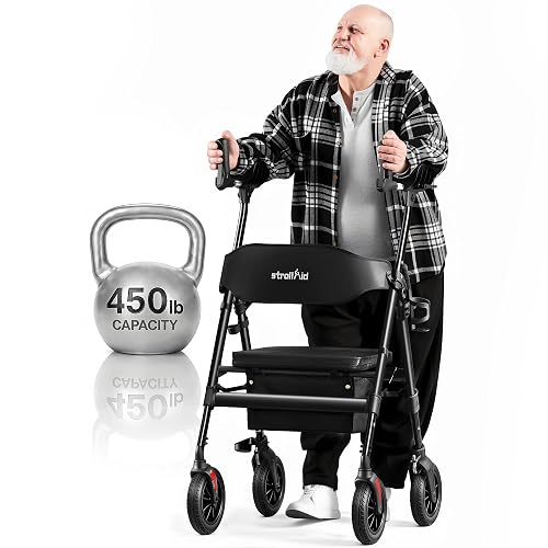 StrollAid Upright Walkers for Seniors, 450 lb Heavy Duty Stand Up ...