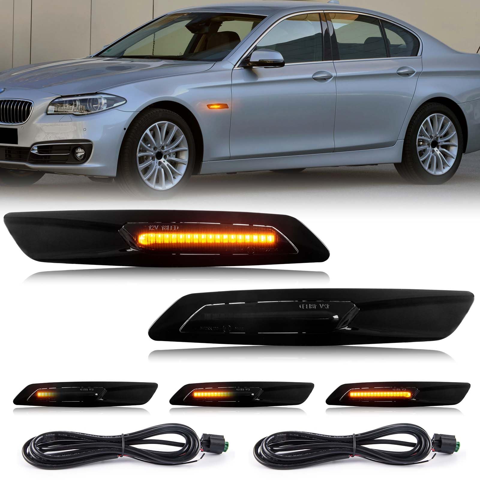 Gempro Sequential Amber Led Side Marker Lights Turn Signal Lamps for ...