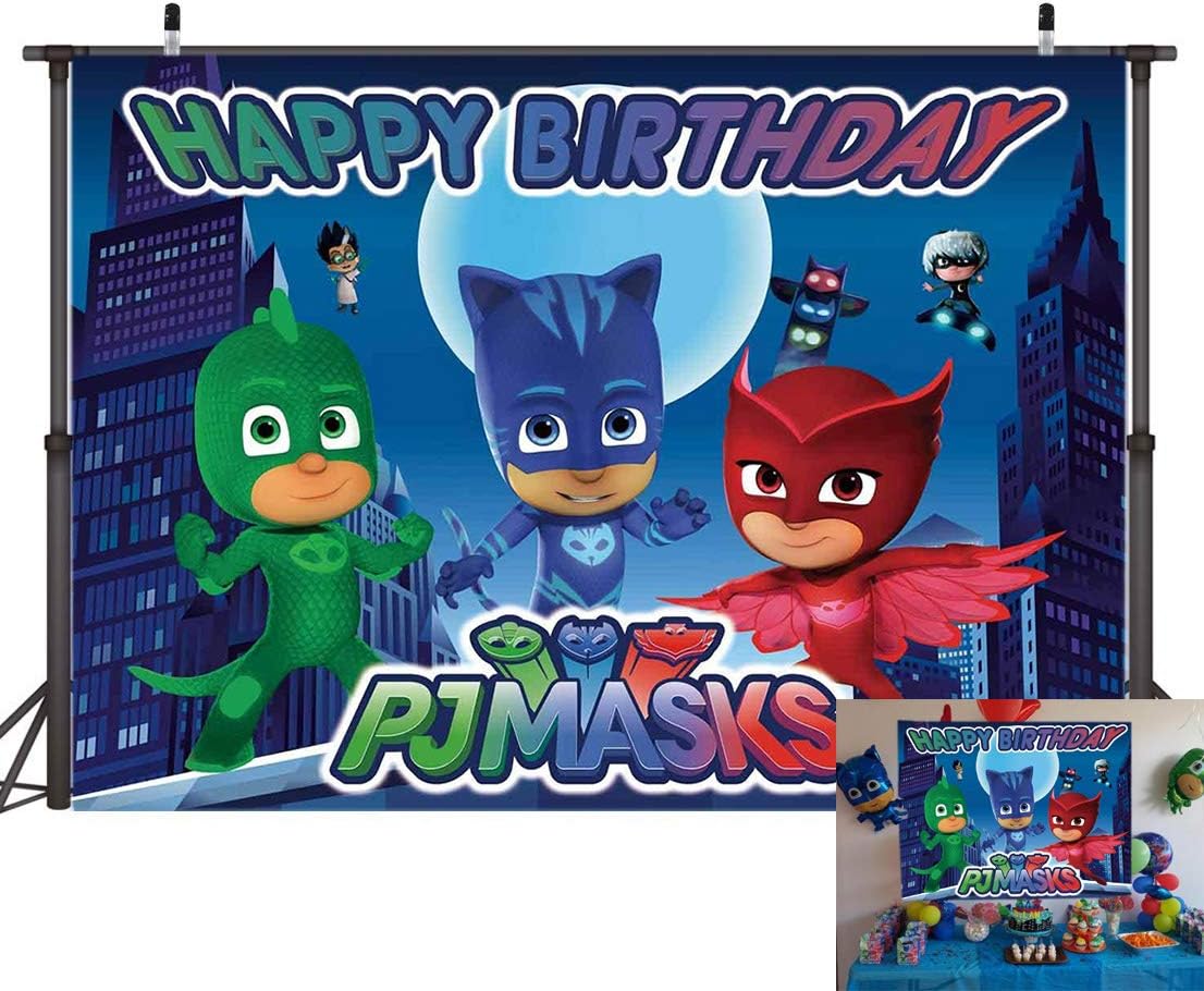 Amazon.com : 5x3ft Blue PJ Masks Theme Photo Backdrops Superhero Boys ...