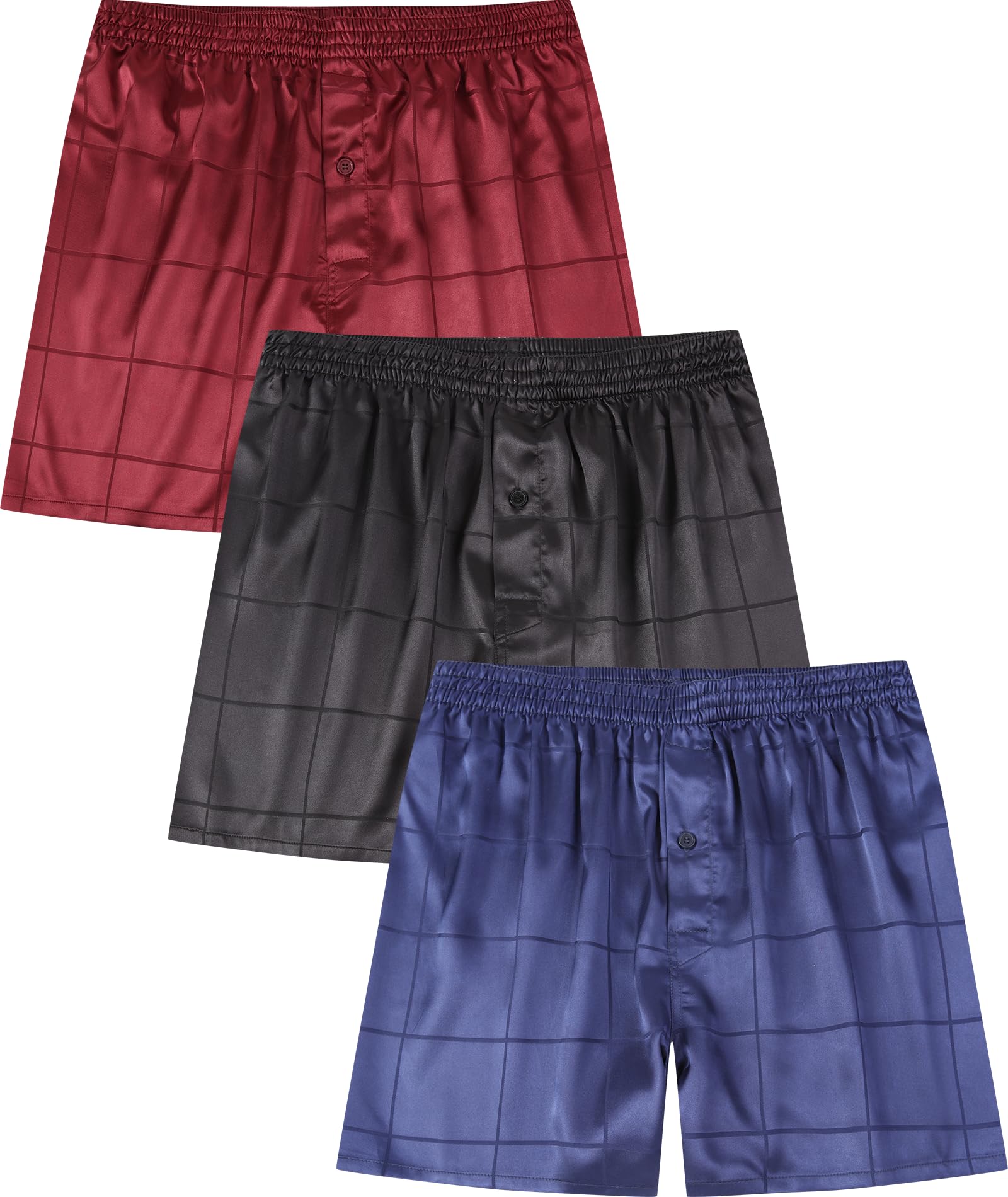Jveyvth Men's Satin Boxers Pack Silky Boxer Shorts for Men, Silk ...