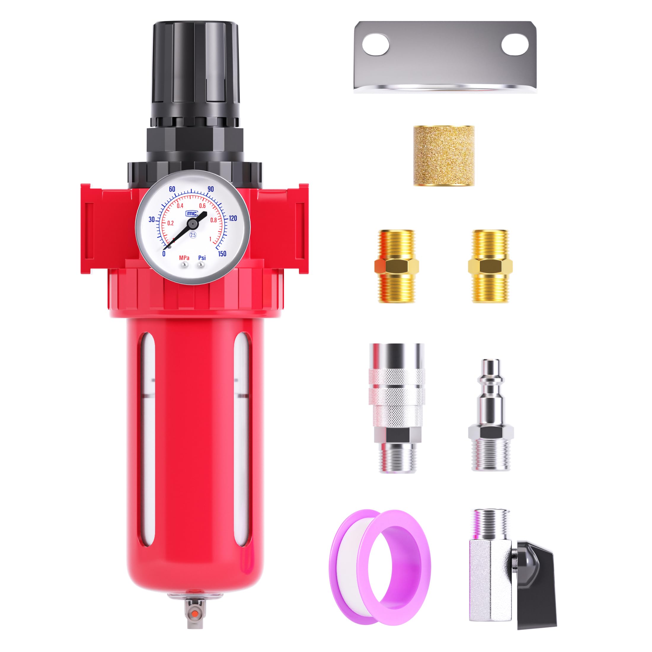 TAILONZ PNEUMATIC 0-150PSI 1/2 Inch NPT Aluminum Alloy Air Filter ...
