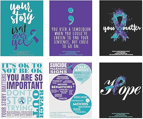 Amazon.com: Suicide Awareness Poster Set - Party Decor - 6 Pieces: Toys ...