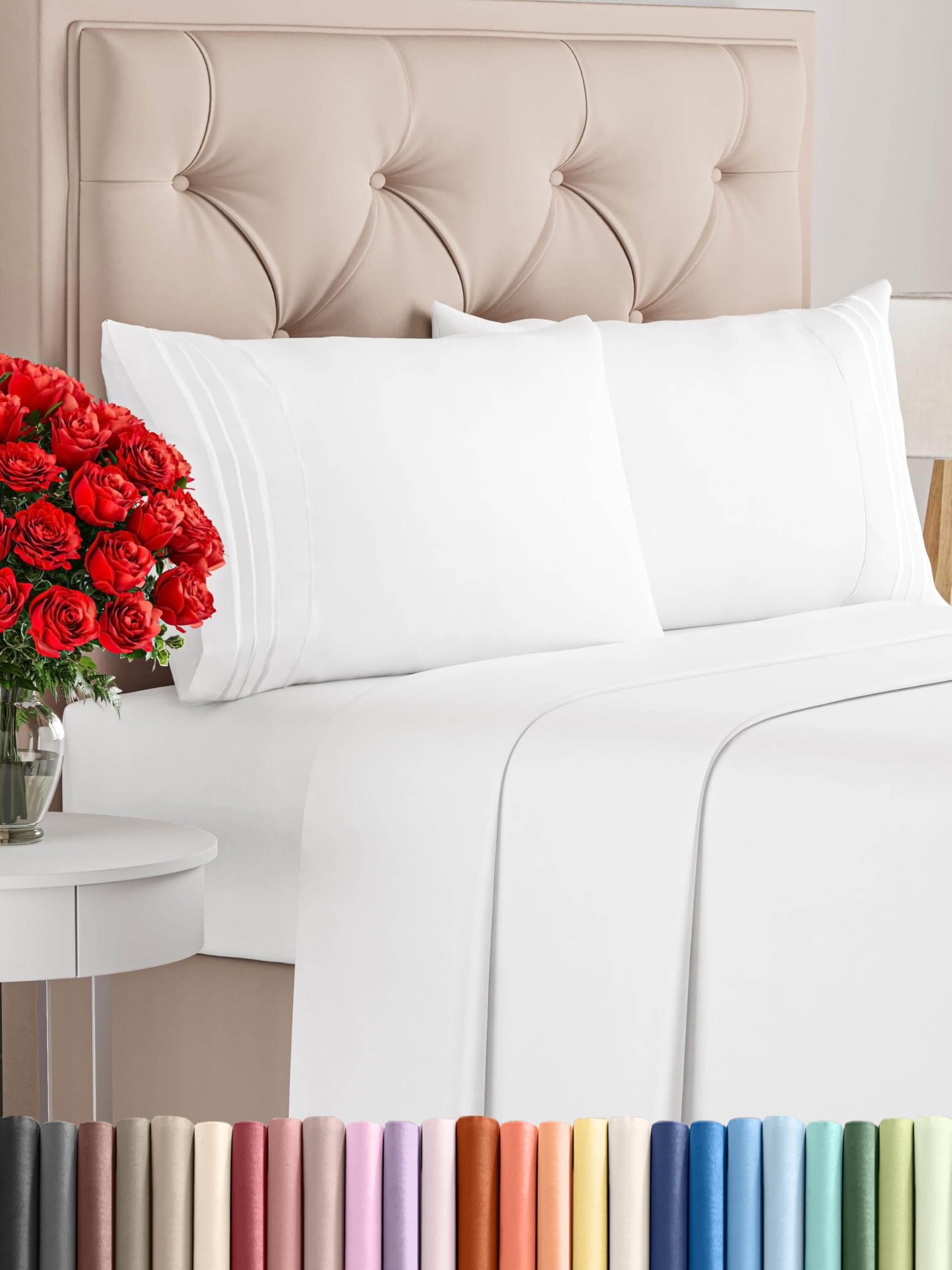 King Size 4 Piece Sheet Set Comfy Breathable Cooling Bed Sheets Set King Size 4 Piece Sheet Set Comfy Breathable Cooling Bed Sheets Set