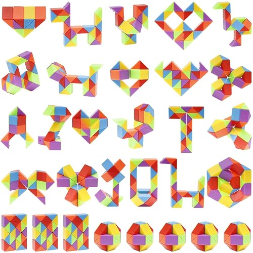 Ganowo 30pcs Party Favors, Fidget Snake Cube Mini Twist Puzzle Party ...