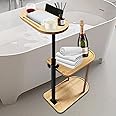 Amazon.com: 3 Layer Bath Tub Tray Table, Liftable Freestanding Bamboo ...