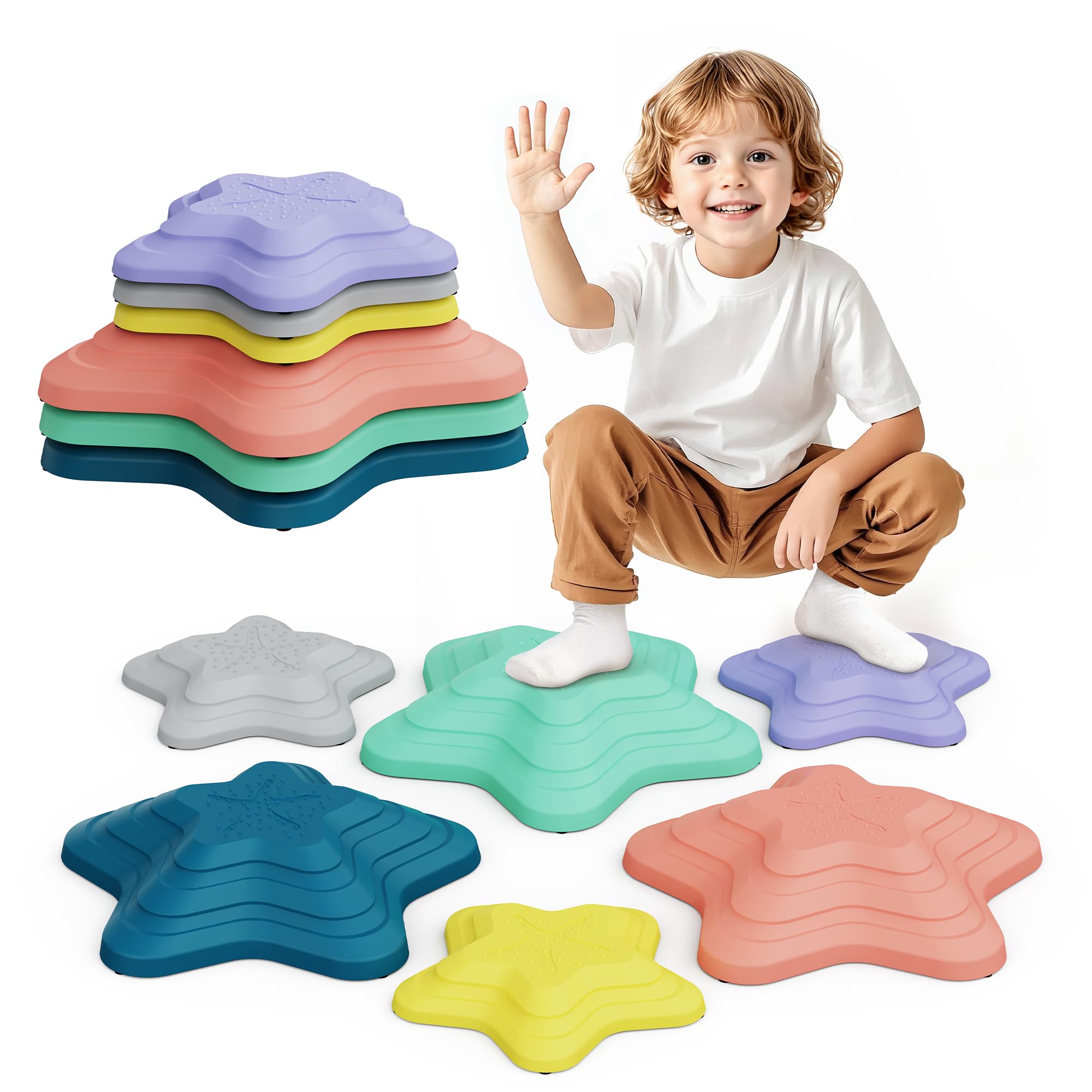 Kinderific Stepping Stones, Stars Shape, 6 Piece Set, for Kids and ...
