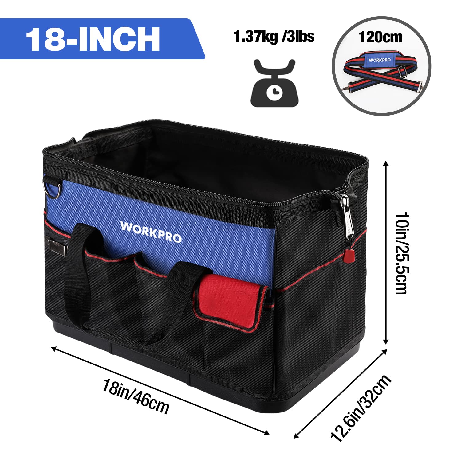 Mua WORKPRO Tool Bag, 18 Inch Tool Bag with Waterproof Molded Base ...