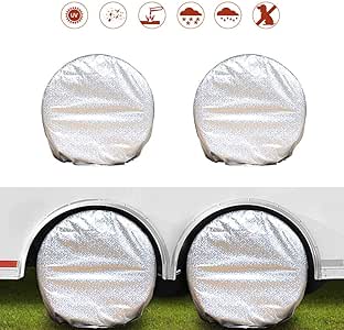 Set of 4 Tire Covers, Waterproof UV Sun RV Trailer Tire Protectors, Fit ...