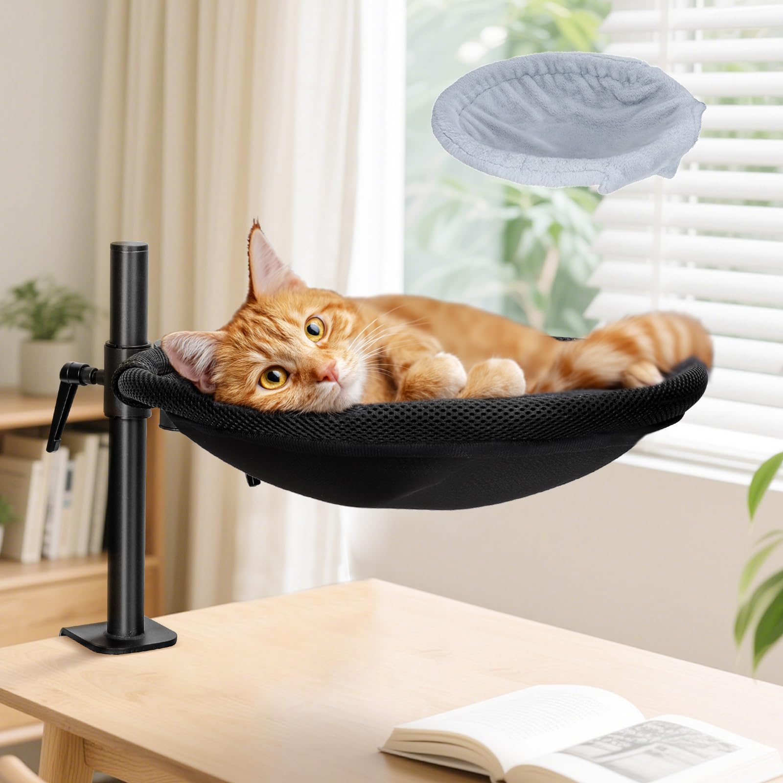 Topmart Cat Desk Bed with 360° Rotating & Adjustable Height, Cat ...