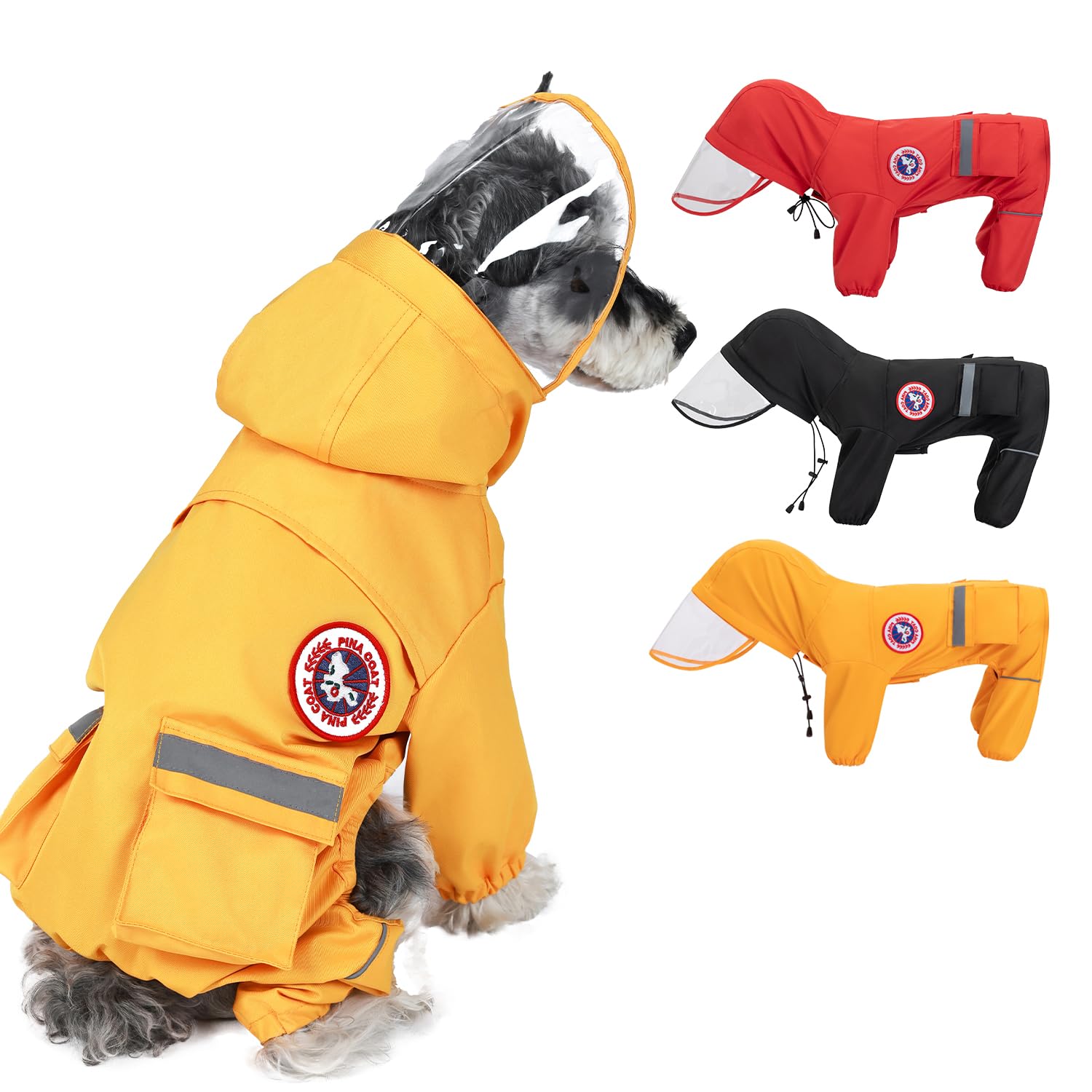 PINA Dog Raincoat, Waterproof Dog Rain Jacket with Hood, Lightweight ...