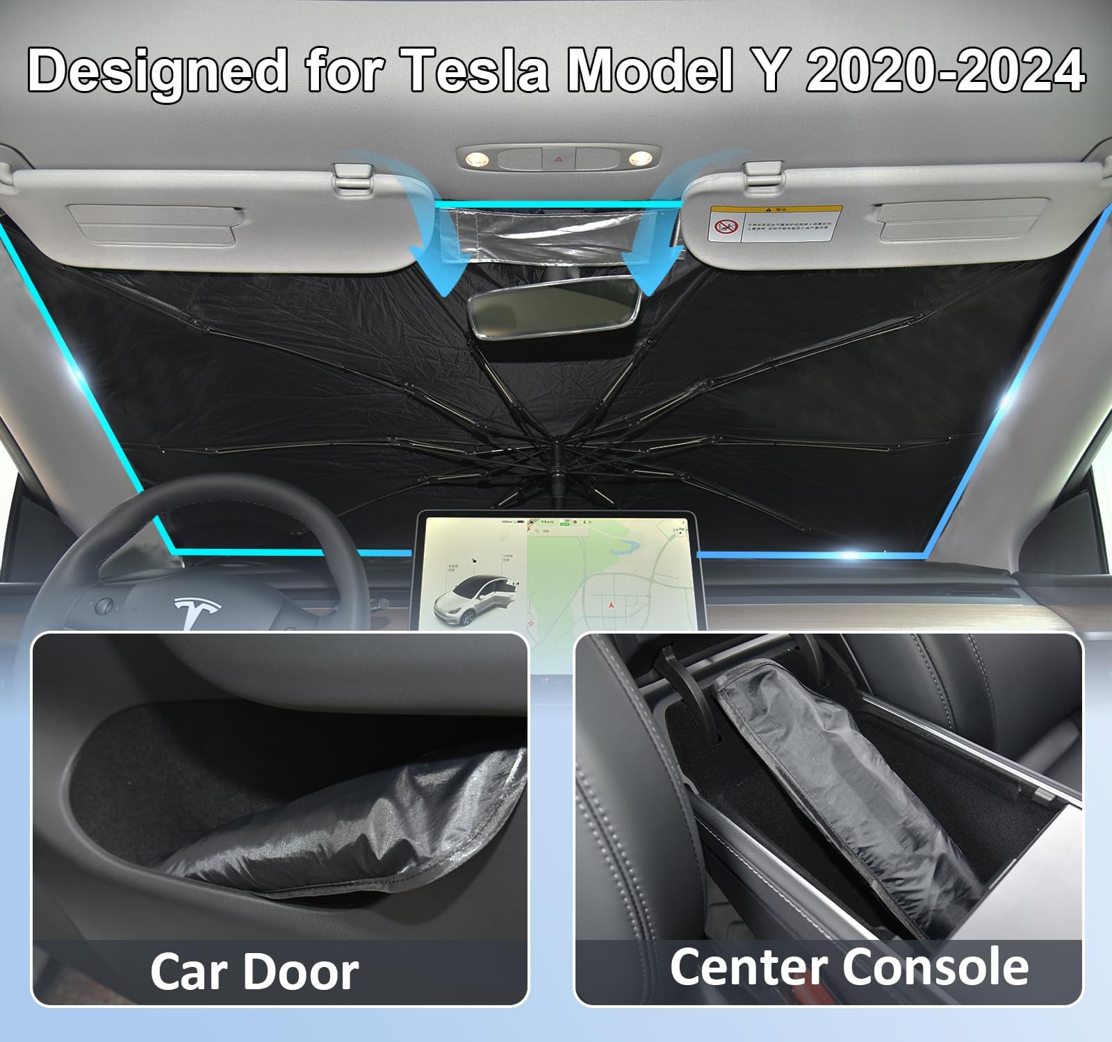 Mua [2024 Newest] INSAUTO Tesla Model Y Windshield Sunshade Umbrella ...