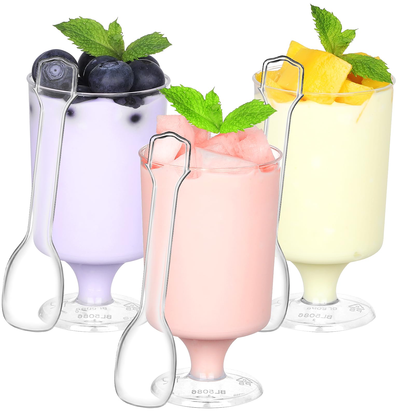 Eupako 4 fl.oz-Mini-Dessert-Cups-with-Spoons-Clear-Plastic-Parfait-Cups ...