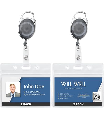 Heavy Duty Bad 2 Pack ID Badge Holder With Clip - Transparent Grey ...