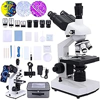 Amazon.com: Woehrsh trinocular Microscope H10x and WF50x eyepieces 40X-5000X Magnification ...