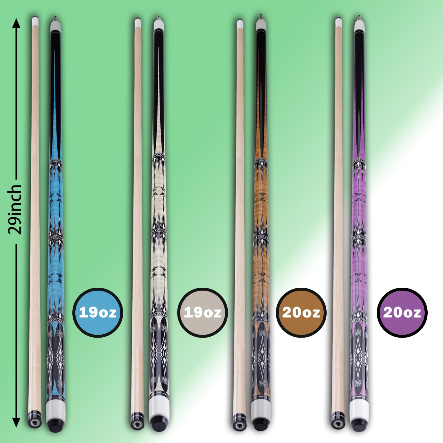 Mua 13mm 58 Inch 19 20 oz Billiard Pool Cue Stick, 1/2 Maple Billiard ...